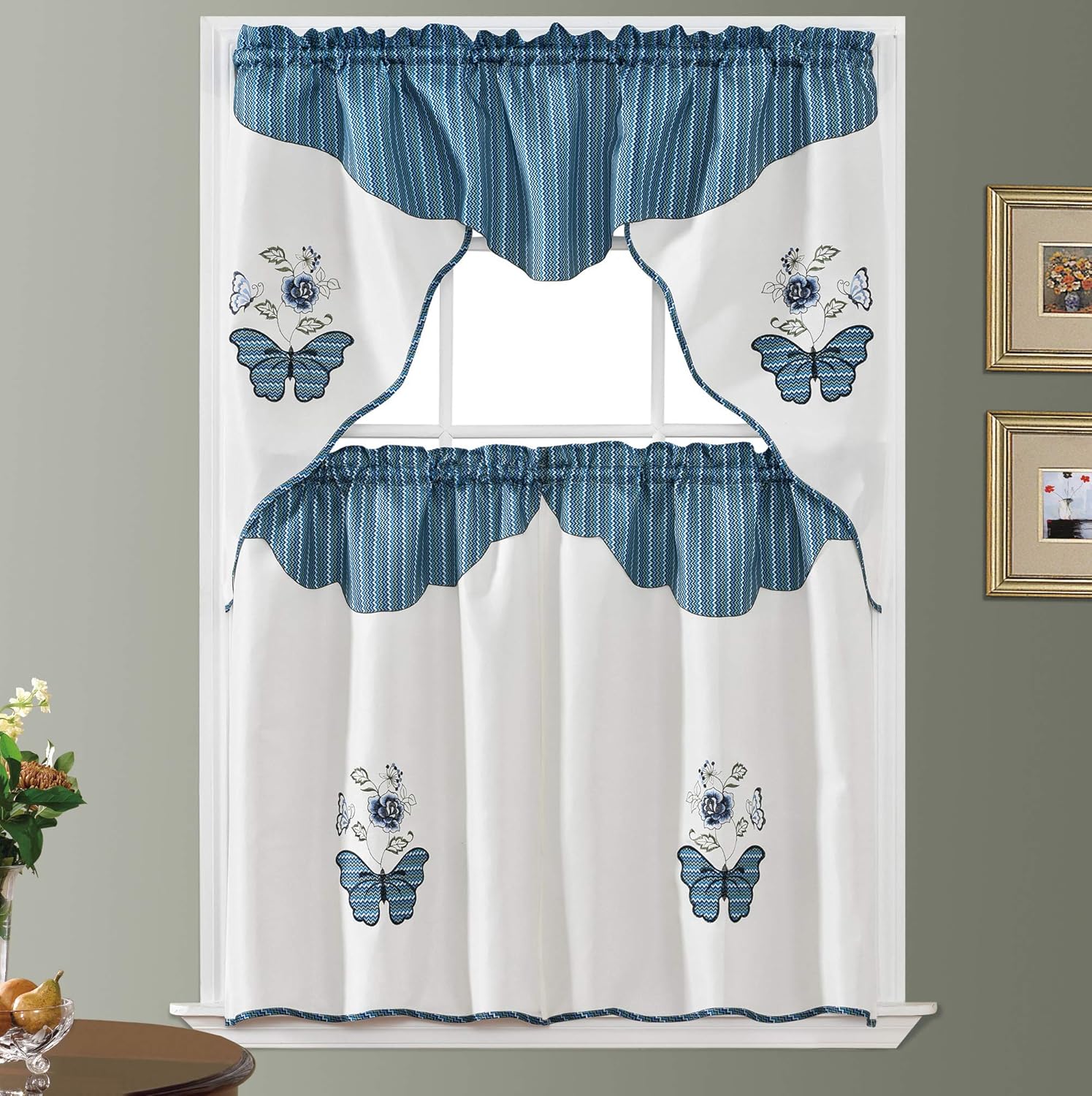 Amazon.com: GOHD Butterfly Applique. 3pcs Swag Valance and Tiers Set ...