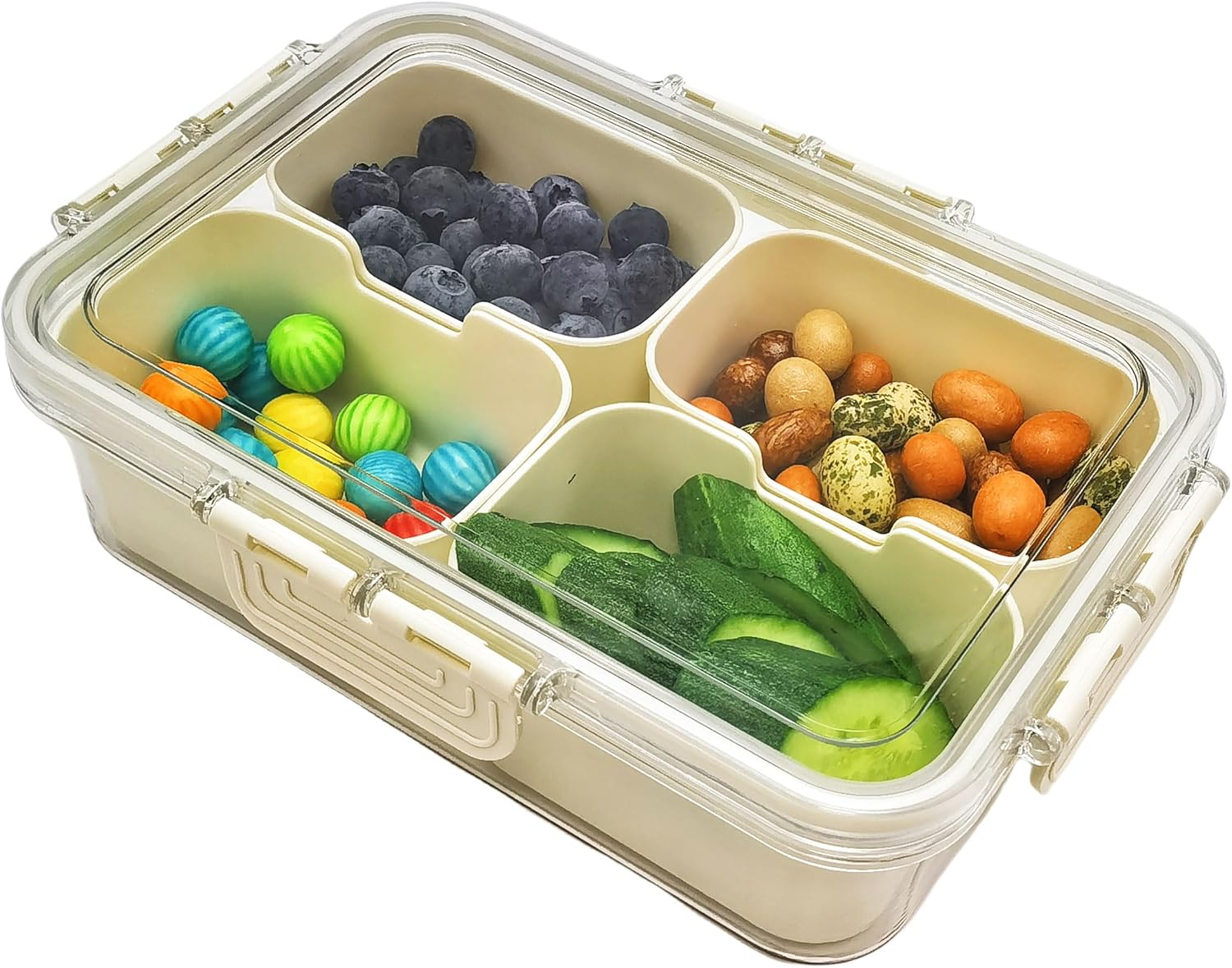 Amazon.com: Small Snackle Box Container 4 Compartments, Divided Serving ...