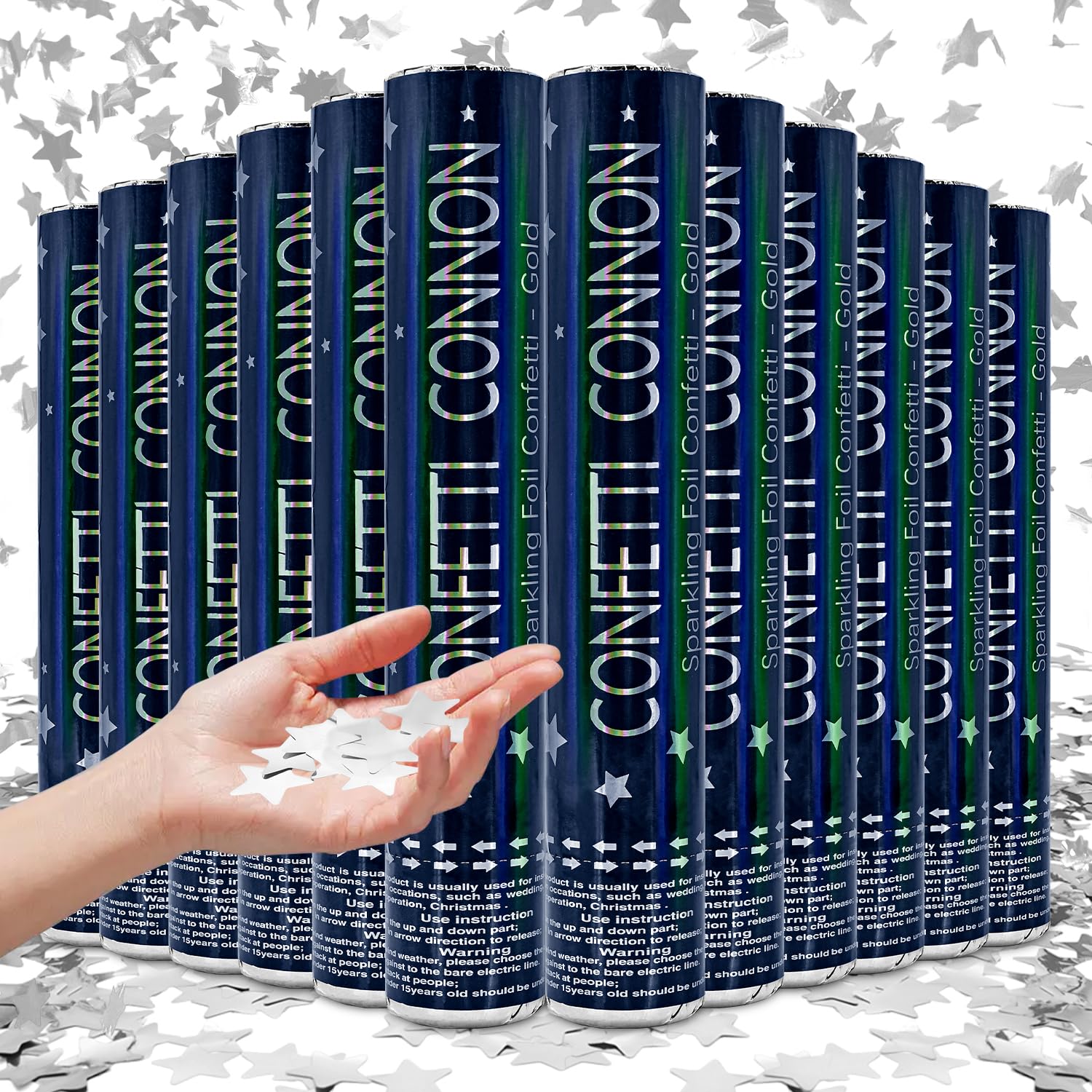 Amazon.com: Confetti Cannon Sliver 12Pack Confetti Poppers 12Inch ...