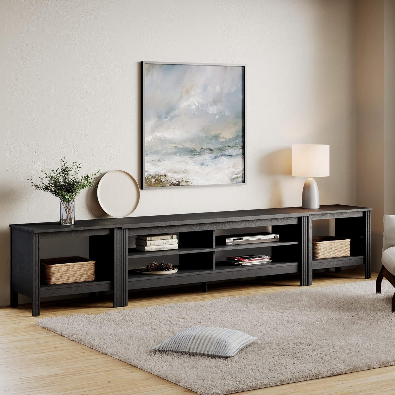 Amazon.com: Large TV Stand for 100+ Inch TV, Wooden Entertainment ...