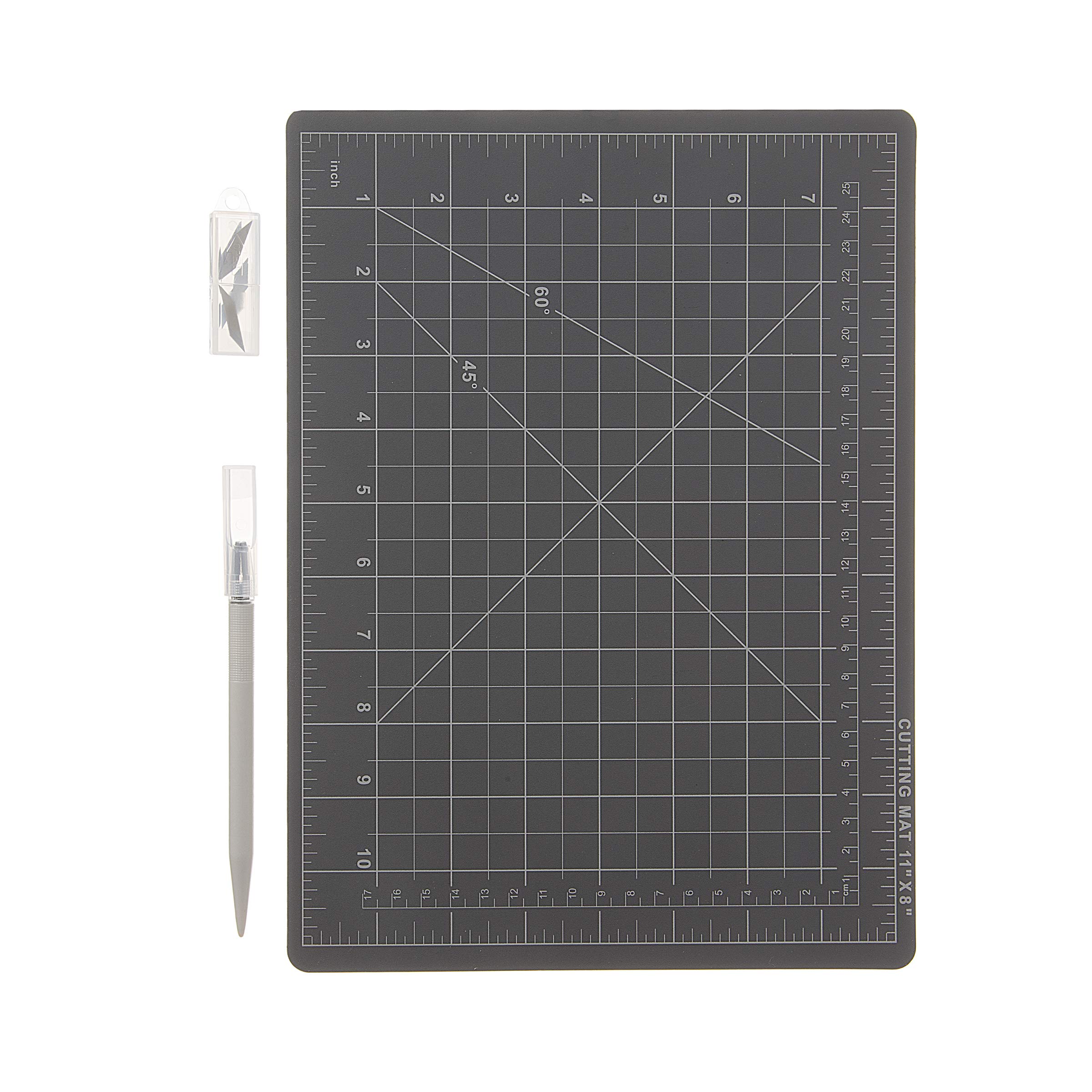 Amazon.com: Cutting Mat Set - Includes Knife - Black - 8.5 x 11.75 inches