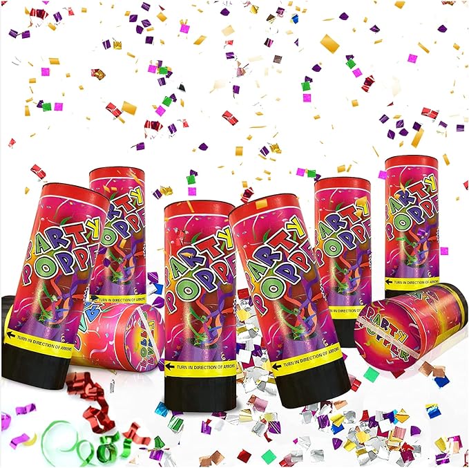 Amazon.com: Confetti Cannon Party Poppers Confetti Shooters - 8 PCS ...
