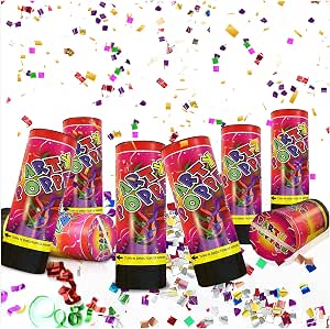 Amazon.com: Confetti Cannon Party Poppers Confetti Shooters - 8 PCS ...