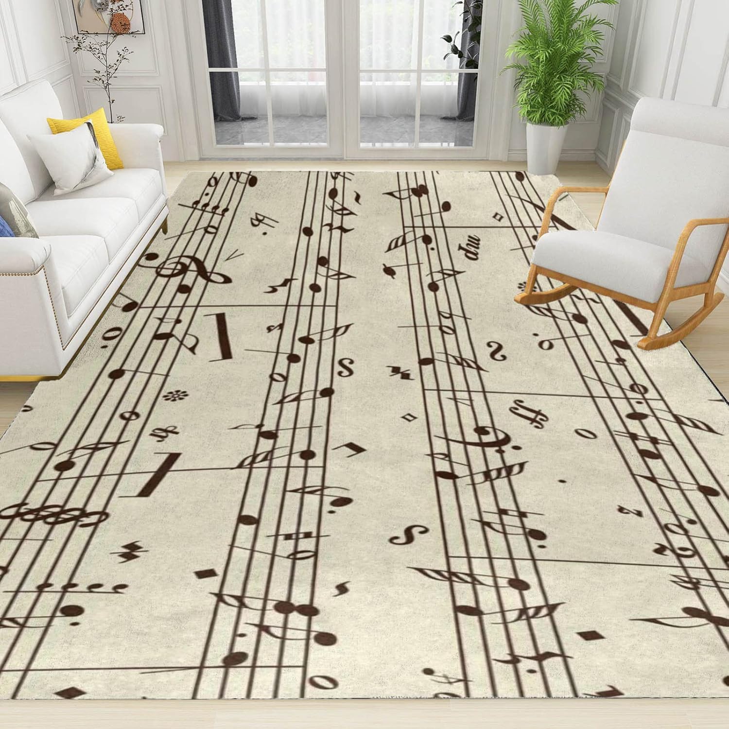 Amazon.com: Musical Note Sheet Music Area Rugs, Noise-Cancelling Floor ...