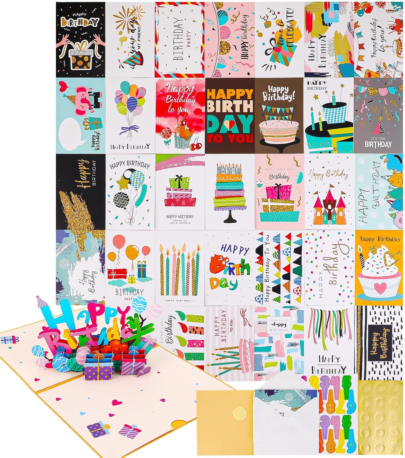Amazon.com : Hoemwarm 36 Unique Birthday Cards Bulk, Happy Birthday ...