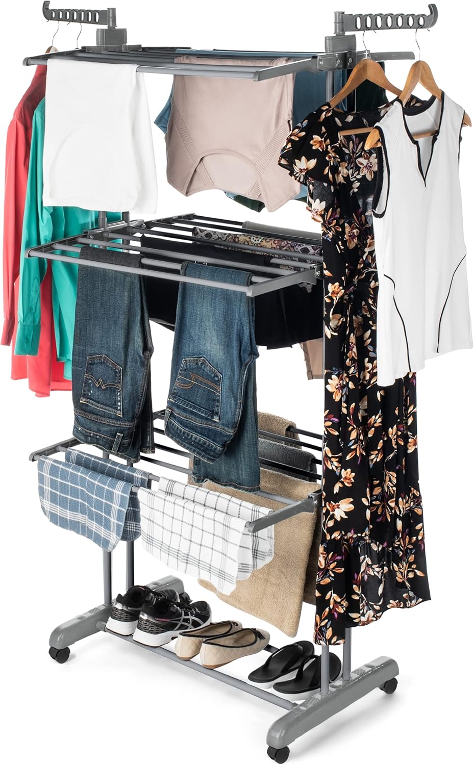 Amazon.com: Luxe Laundry 4-Tier Clothes Drying Rack - Foldable ...