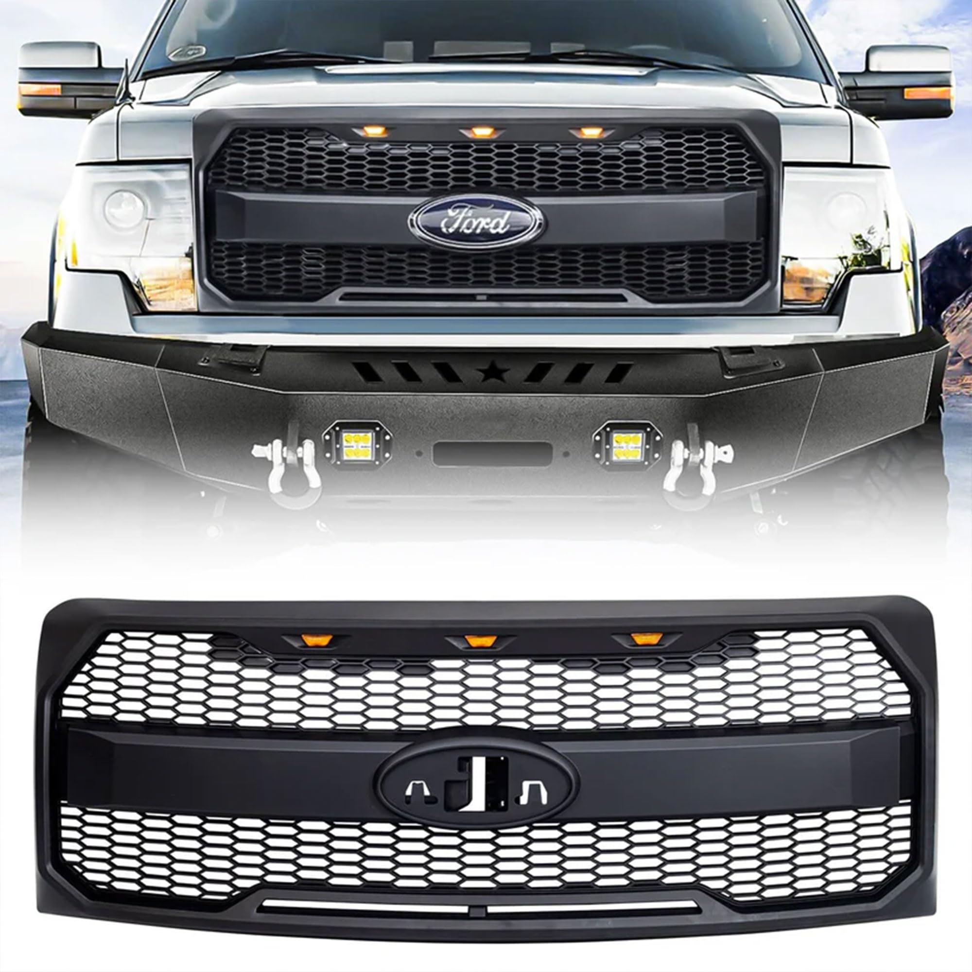 Amazon.com: AMERICAN MODIFIED Raptor Style Mesh Grill with Amber LED ...