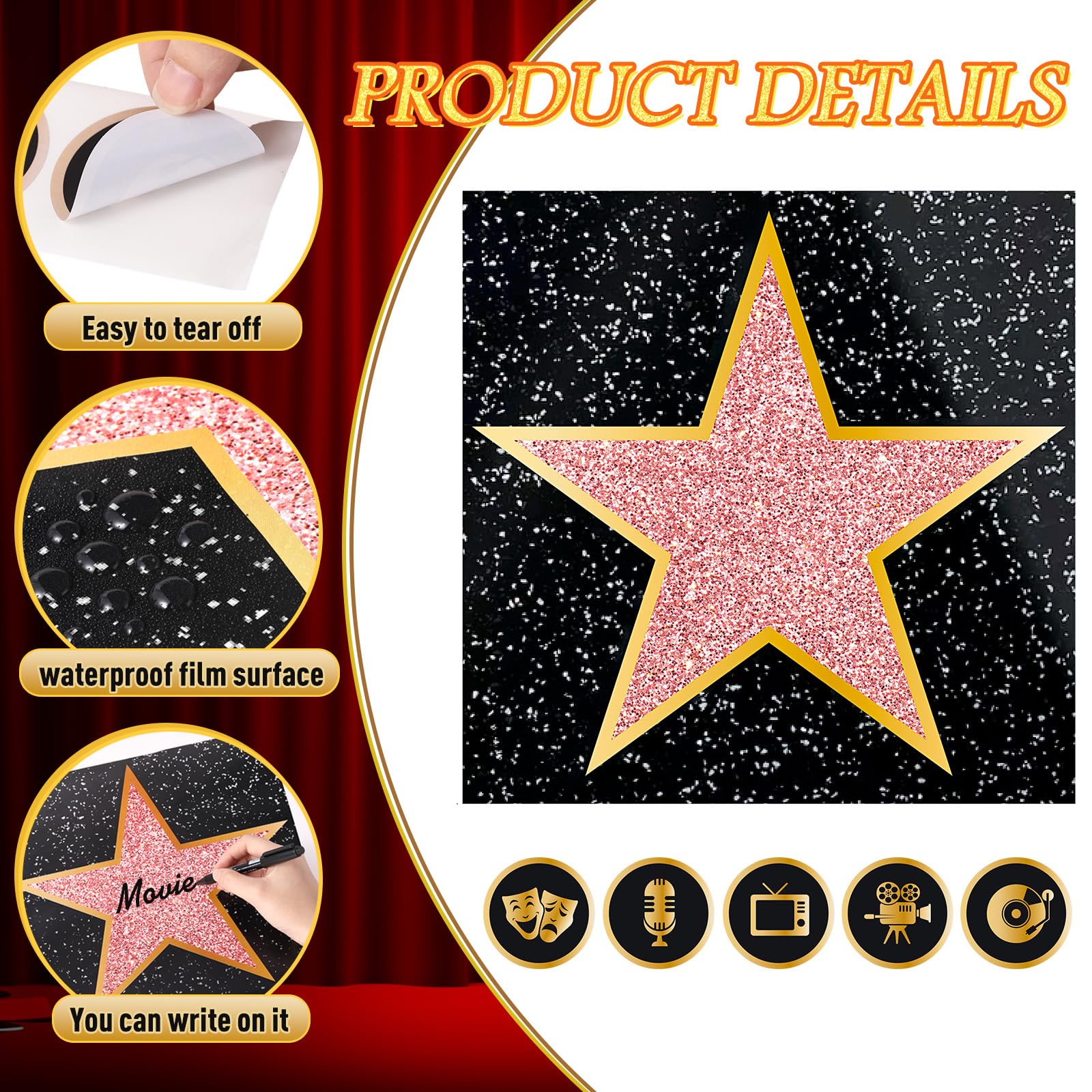 Snapklik.com : Pasimy Movie Star Stickers Movie Theme Party Decorations ...