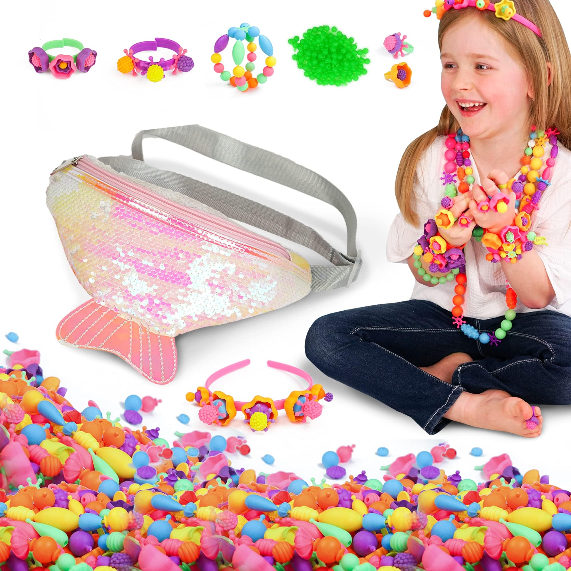 Amazon.com: Pop Beads, Jewelry Making Kit for Girls, Art and Craft Toys ...