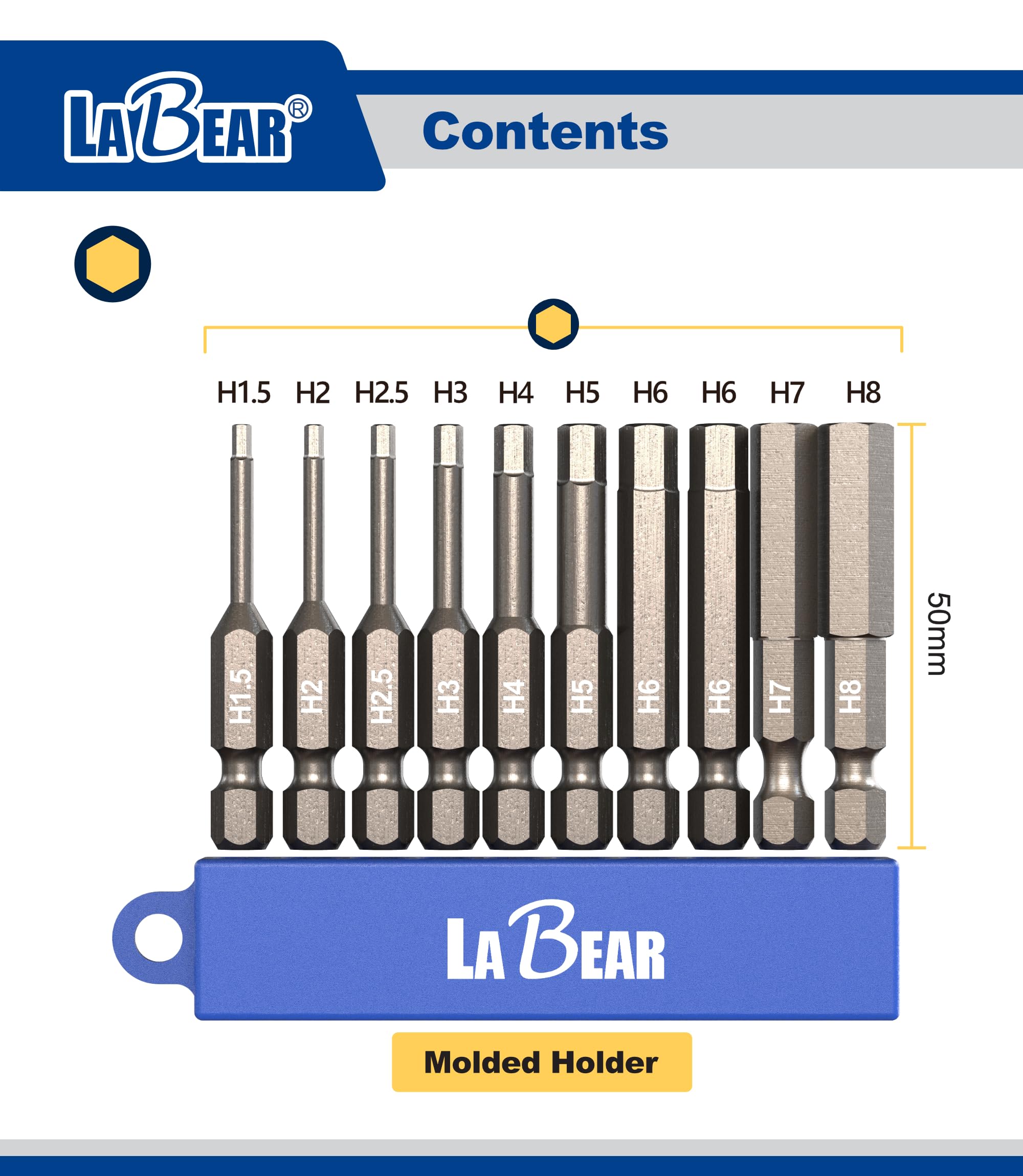 Snapklik.com : LABEAR - 10-Piece Hex Head Allen Wrench Screwdriver Bit ...