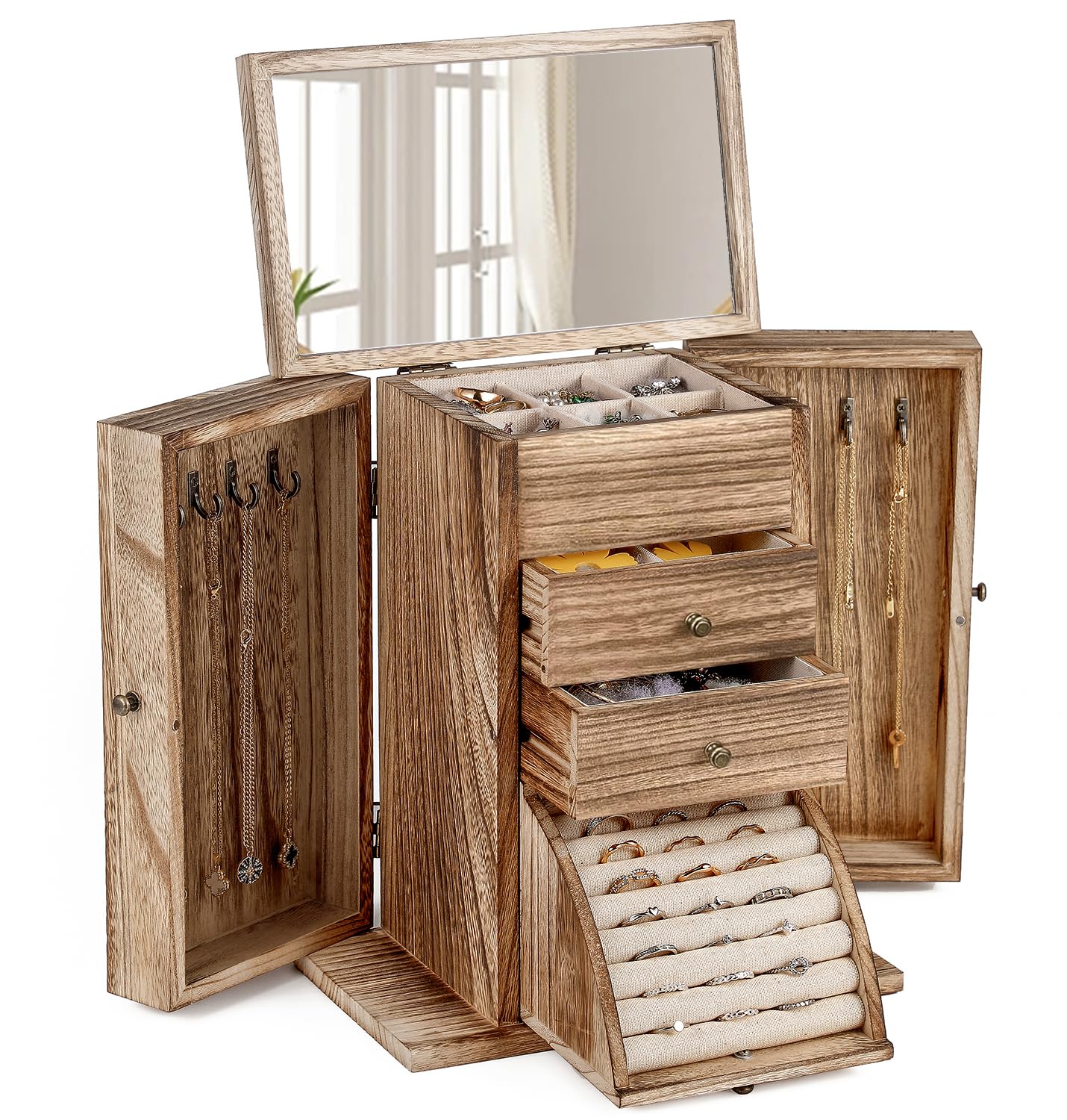 Kweiugfi Jewellery Box Jewellery Case Wooden Large Jewelry Boxes for ...