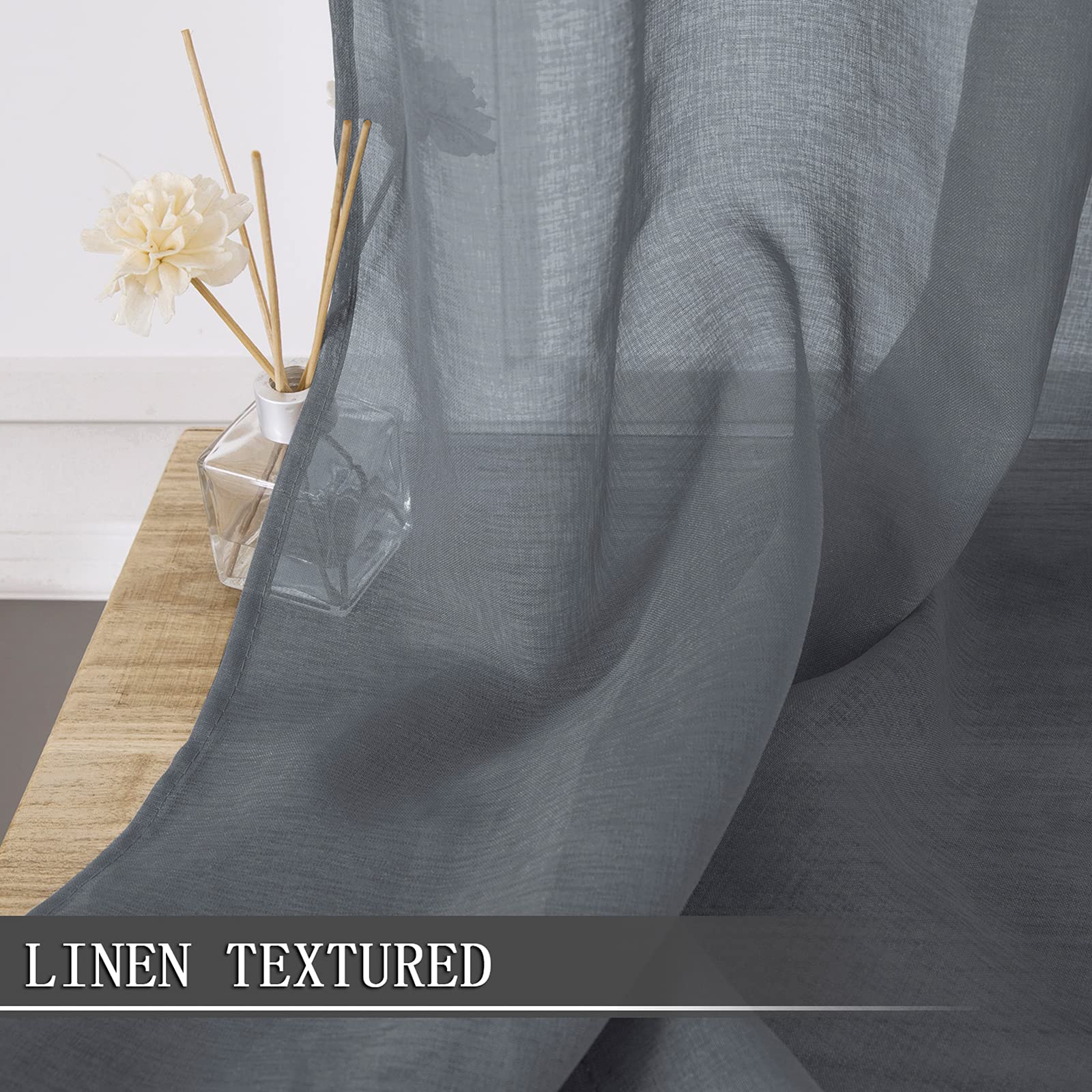 Snapklik.com : Tollpiz Short Sheer Curtain Linen Textured Living Room ...