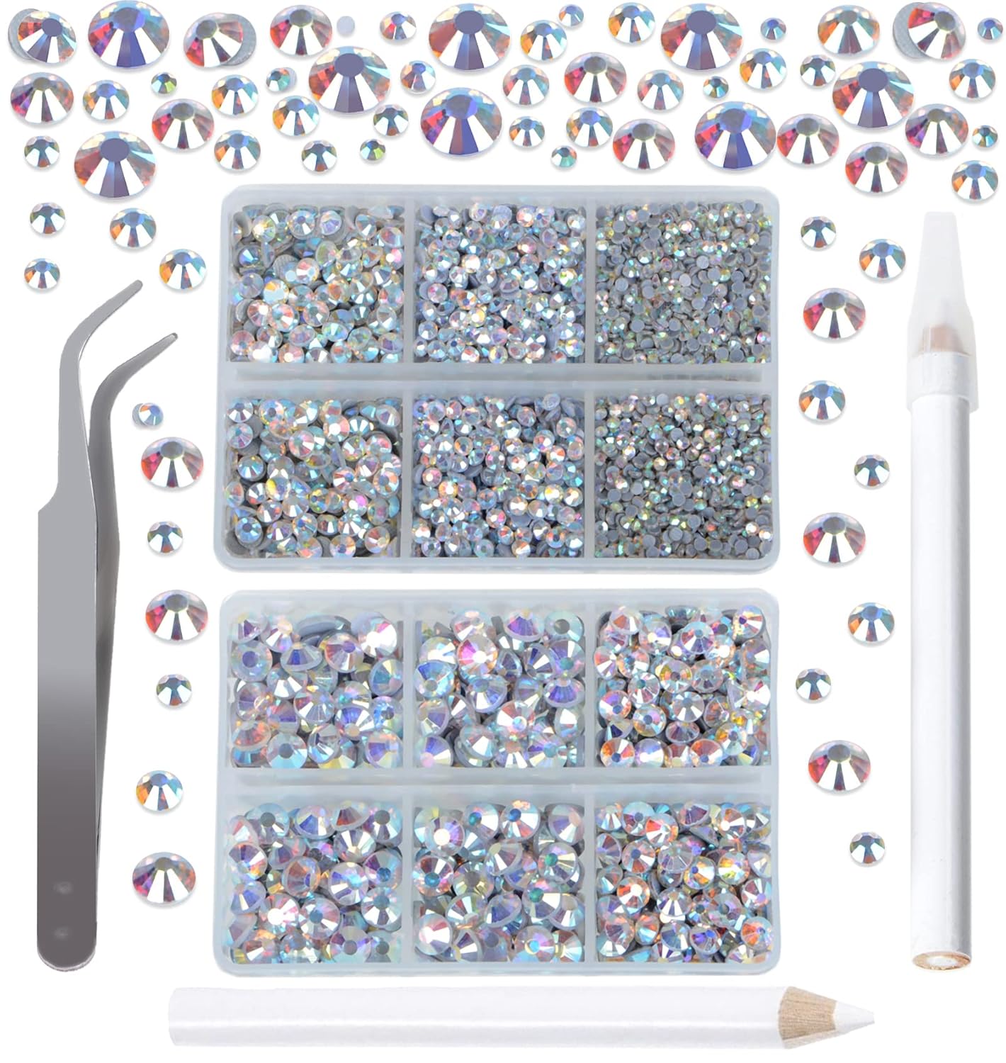 Amazon.com: QOGIR 6300pcs ZD Clear AB Hotfix Rhinestones for Crafts ...