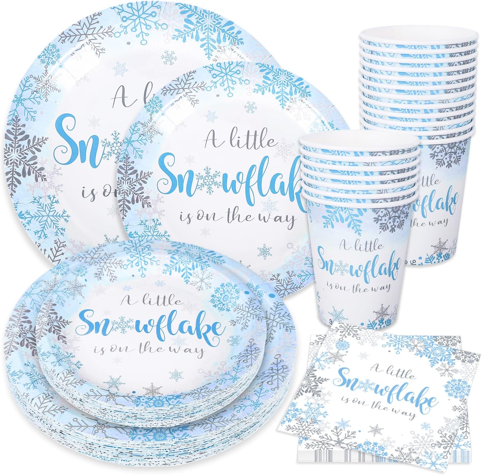 Amazon.com: AnyDesign 100Pcs Winter Snowflake Party Supplies Paper ...