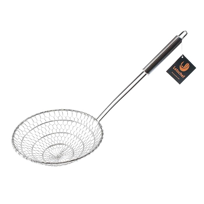 Buy Letschef Stainless Steel Spider Strainer Asian Kitchen Mesh Wok ...