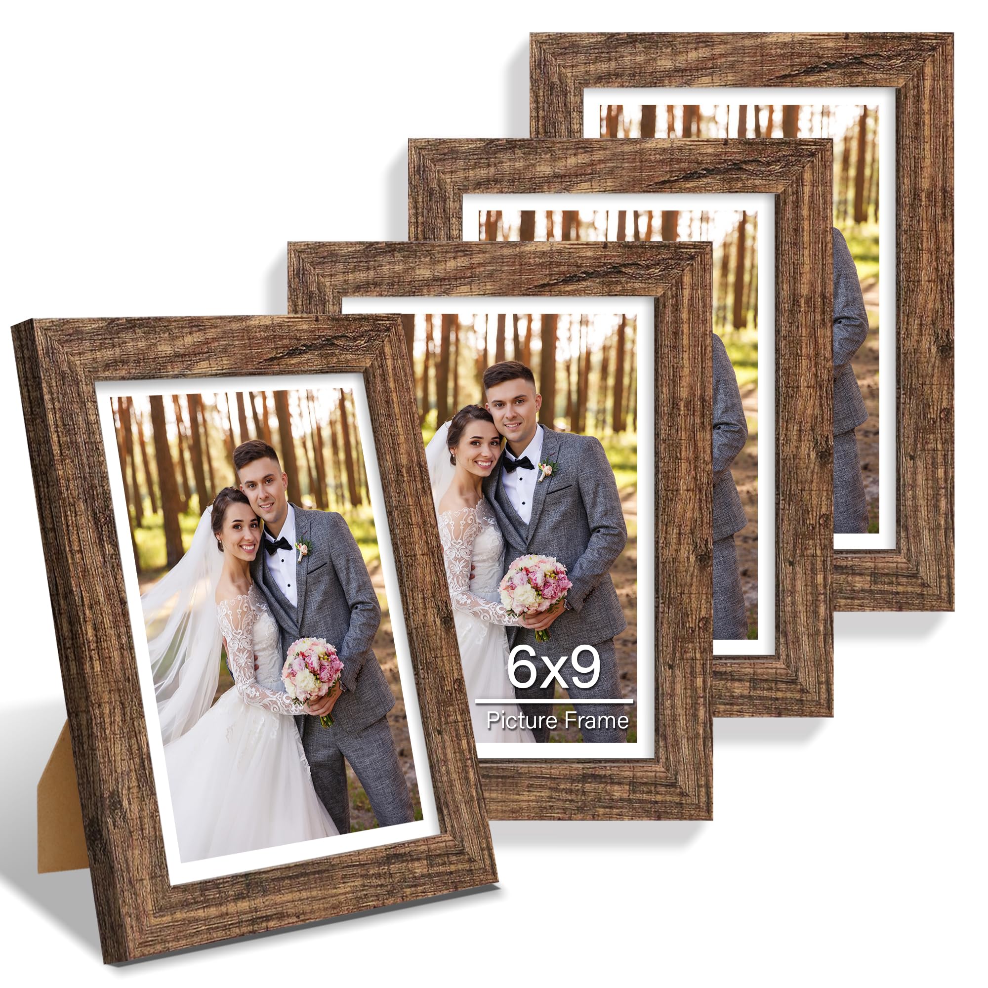 Amazon.com - Hongkee 6x9 Picture Frame Set of 4, Made of Real Glass and ...