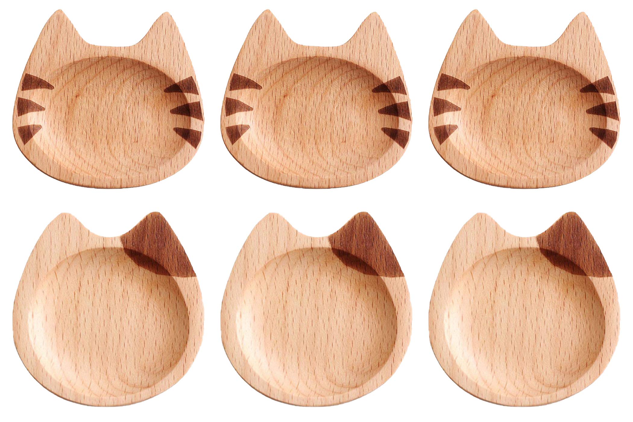 Snapklik.com : Wood Sauce Dishes Serving Tray Cute Cat Design Dipping ...