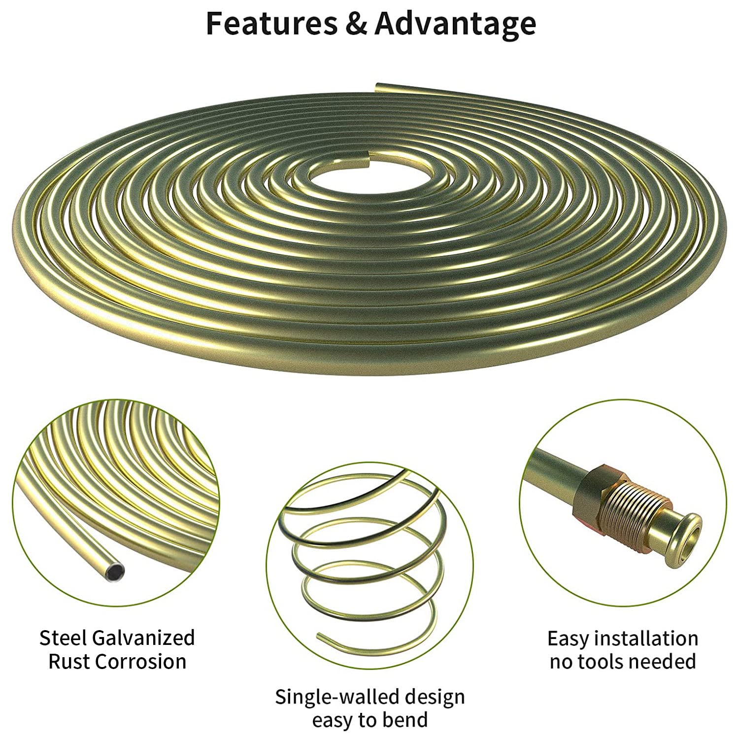 Snapklik.com : MAHLER GATES Brake Line Tube - 25 Feet 3/8" Galvanized ...