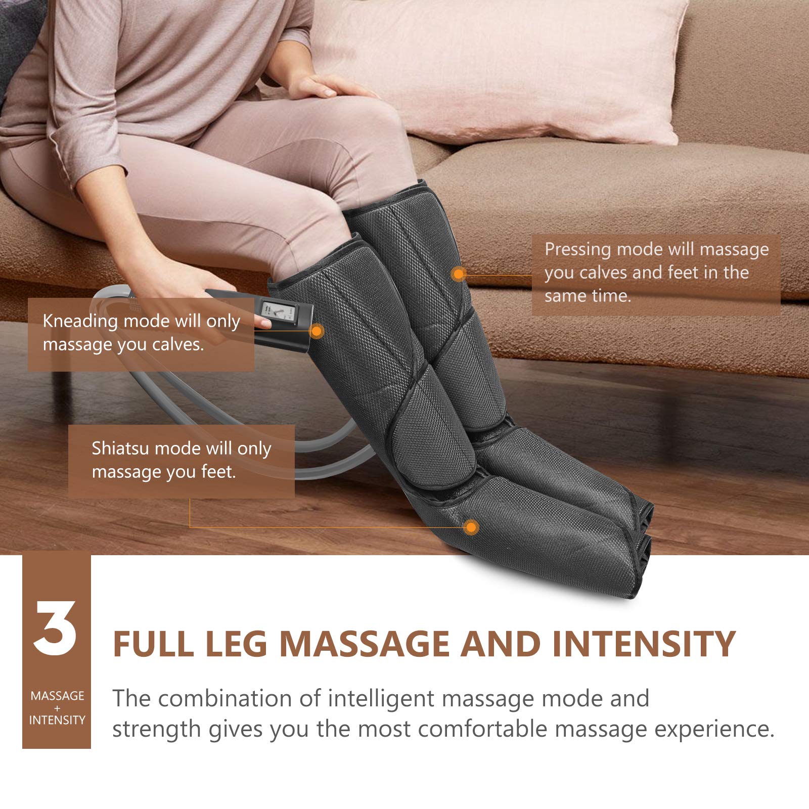 Cunmiso Leg Air Compression Massager with LCD Handheld Controller for ...