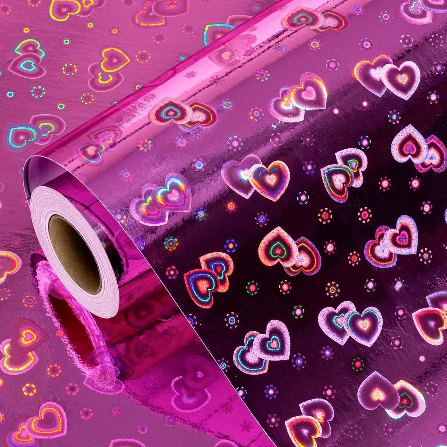 Amazon.com: Retrify Pink Heart Wrapping Paper, 17 Inches x 32.8 Feet ...