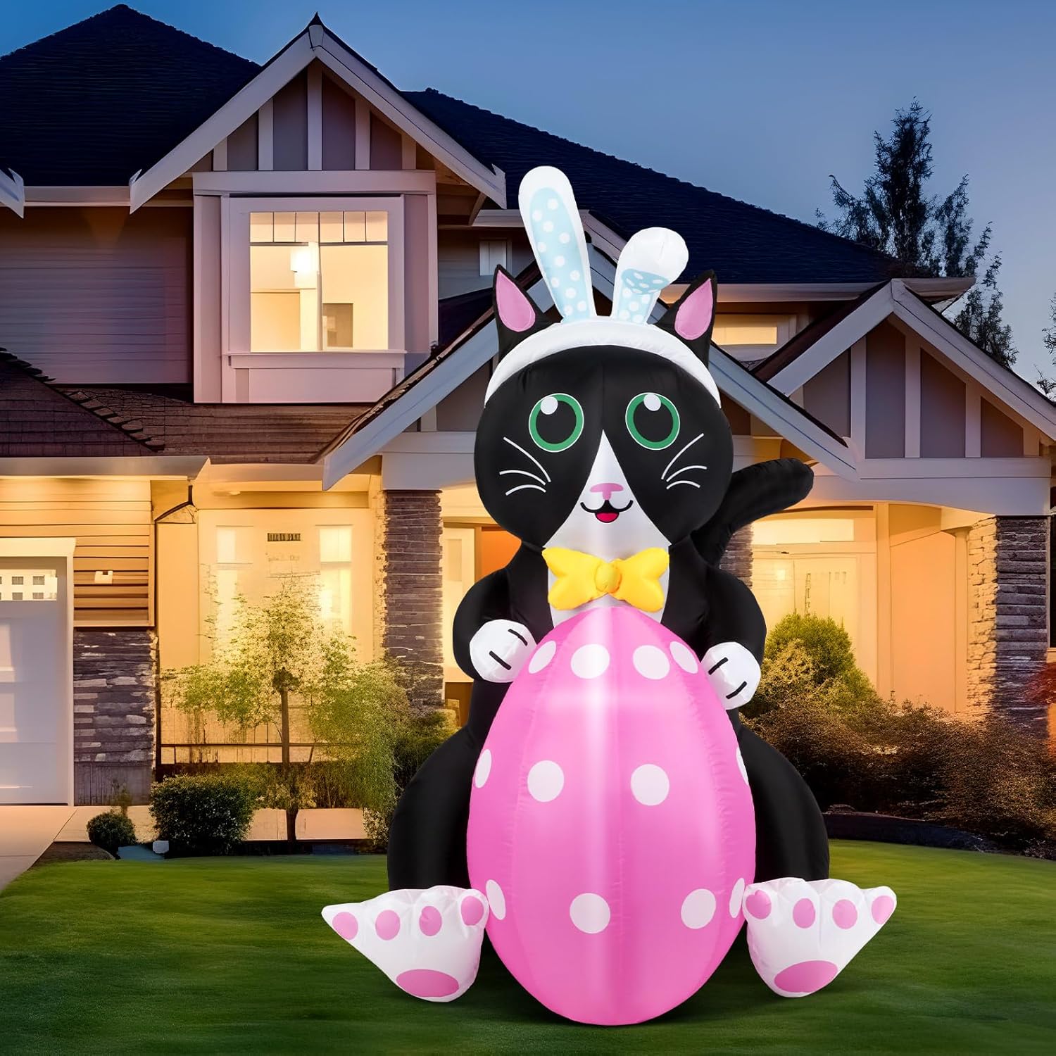 Amazon.com: Leyndo 5 ft Height Cat Easter Inflatables with Built in LED ...