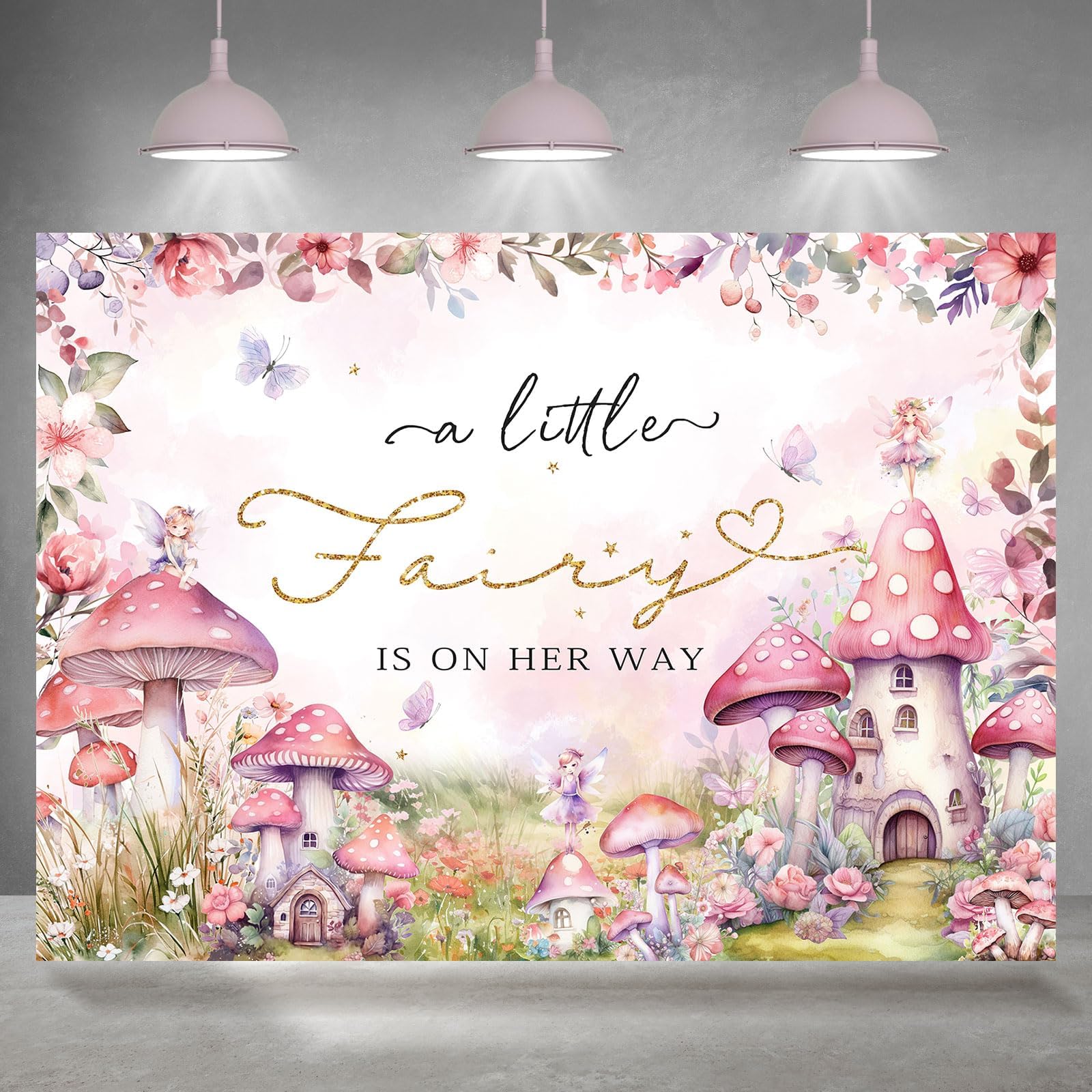 Amazon.com : Rsuuinu Fairy Themed Baby Shower Backdrop Blush Pink ...