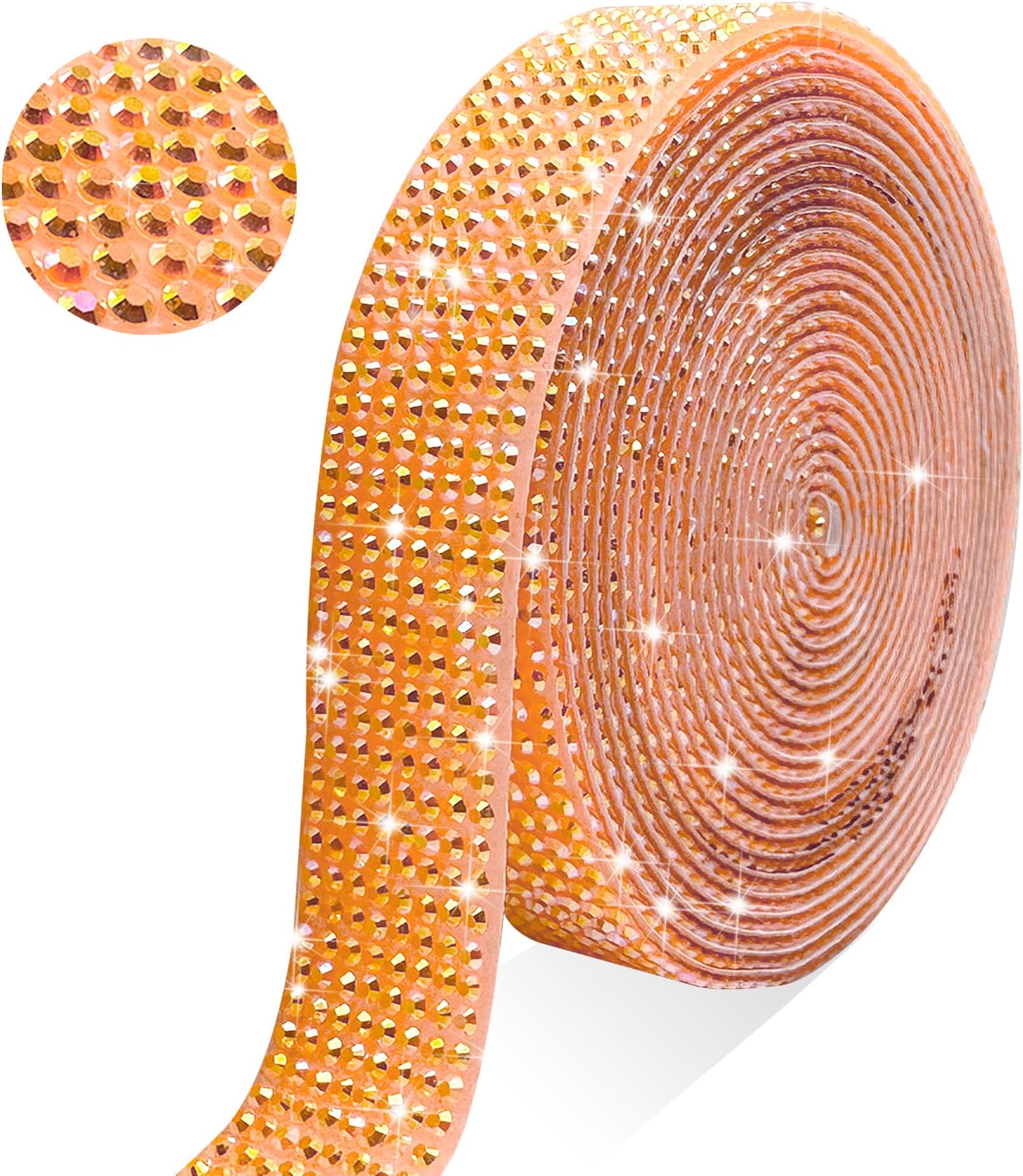 Amazon.com: GUGANEL Self Adhesive Orange AB Rhinestone Ribbon Crystal ...