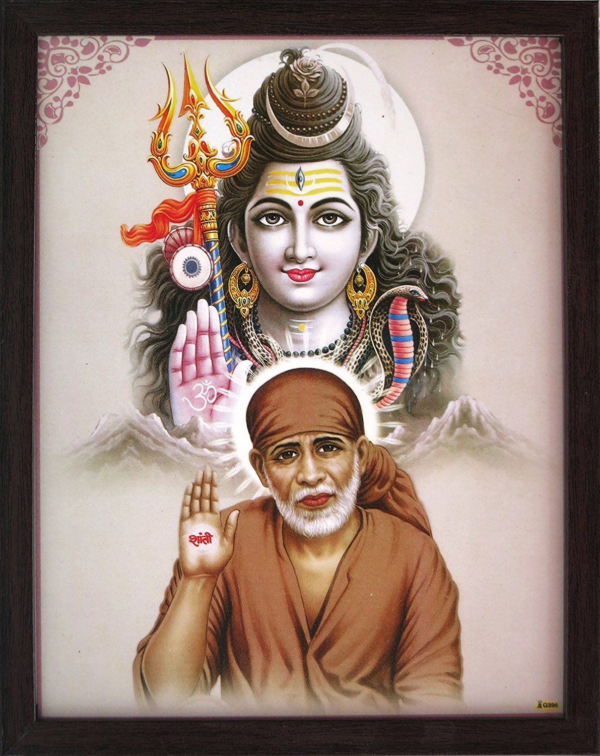 Buy Indian Hindu Religious Sai Baba with White Beard and"Shanti" Symbol ...