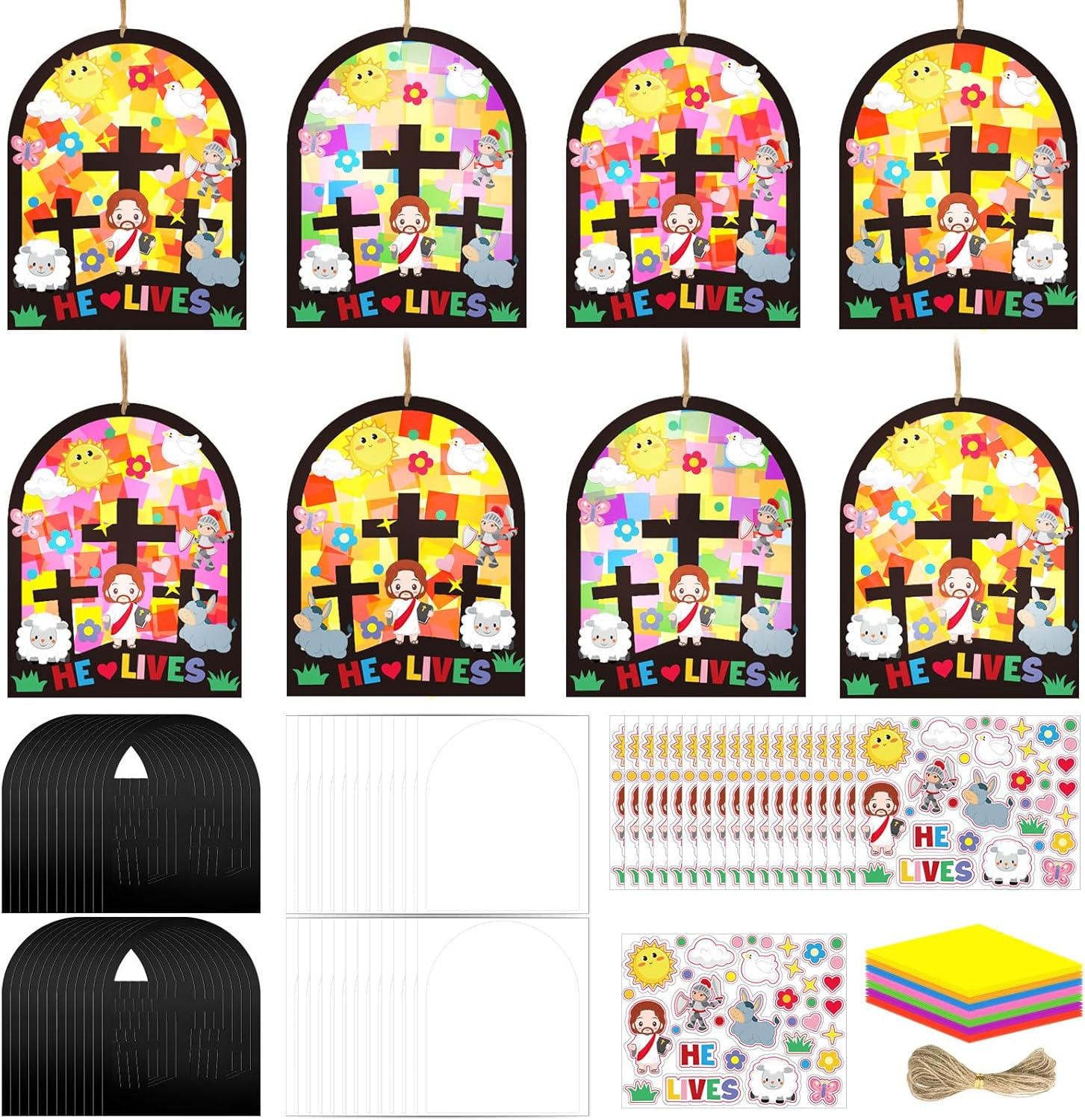 Amazon.com: 24 Sets Religious Easter Suncatchers Crafts Kit Christian ...