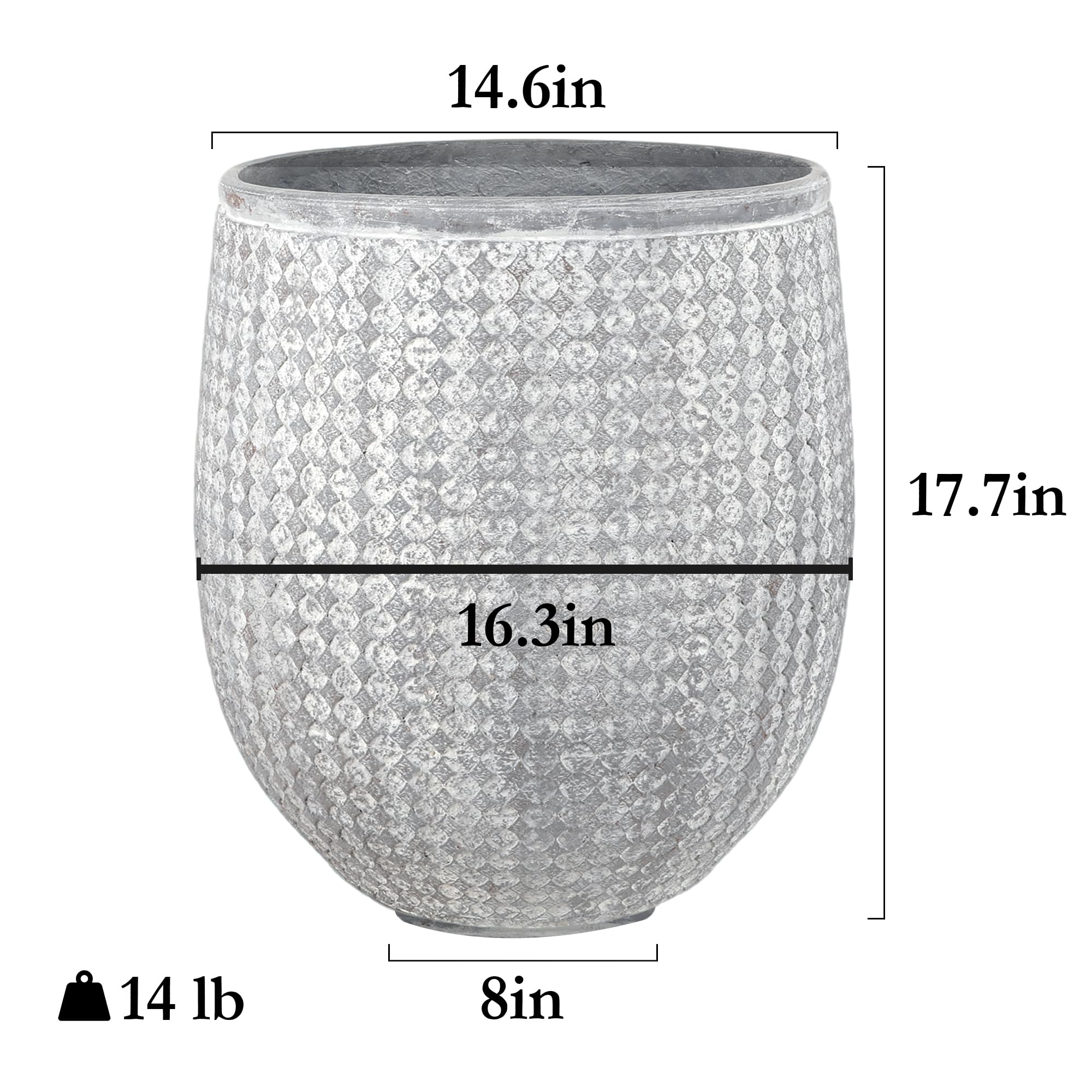 Snapklik.com : Worth Garden Large Grey Round Planter 14.5" Dia X 17.5 ...