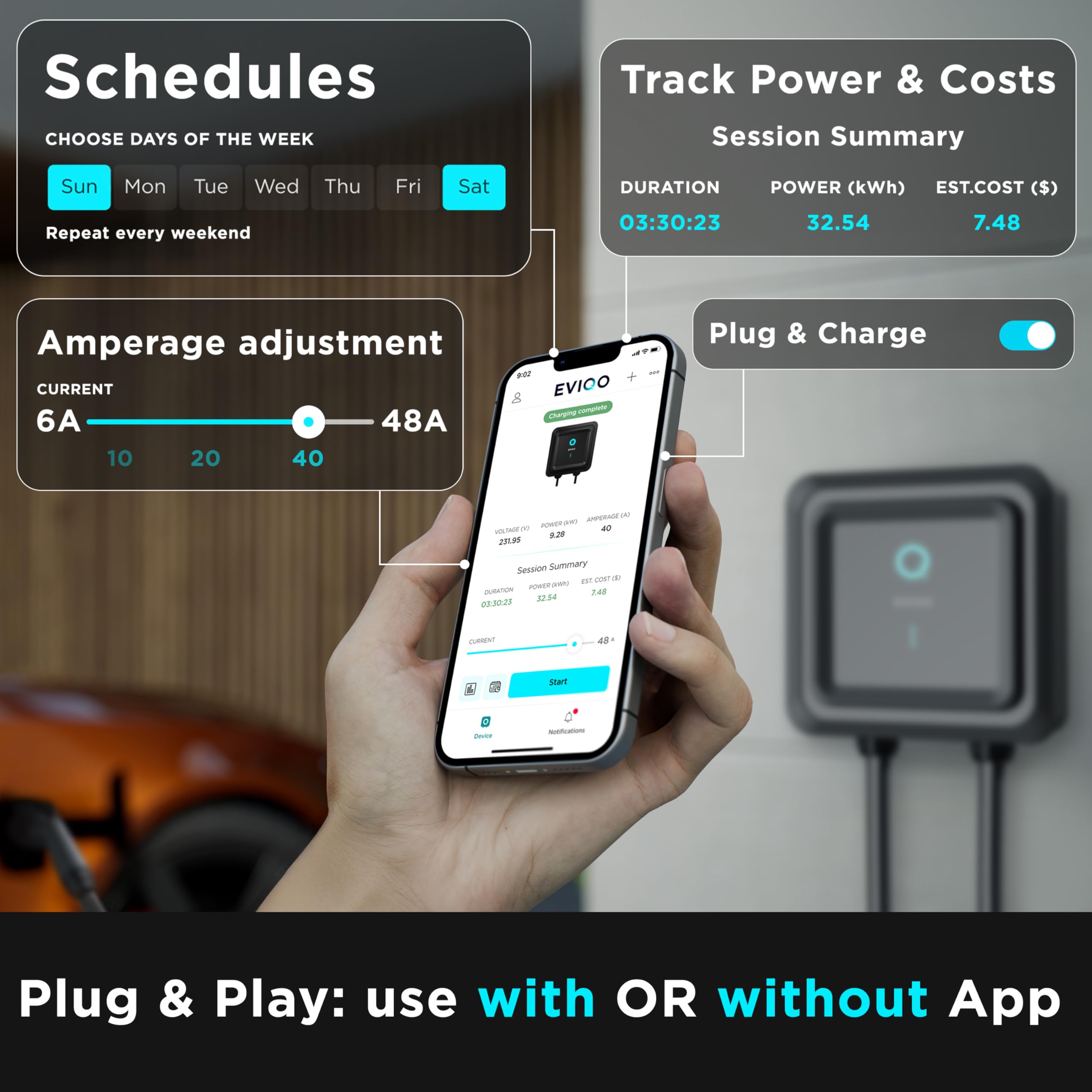 Snapklik.com : EVIQO EV Charger Level 2 48 Amp - Level 2 EV Charger ...