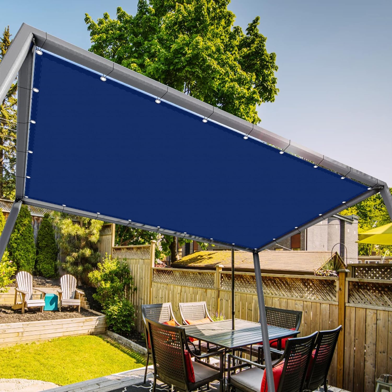 Sun Shade Sail Shade Canopy 5.5 x 7 m, PES Polyester 98% UV Block Sun ...