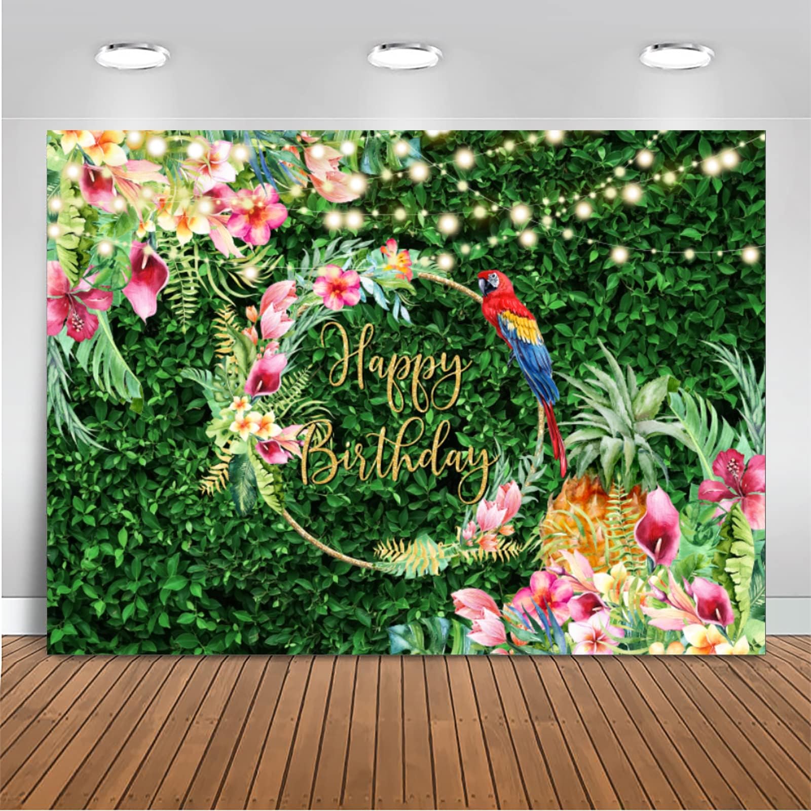 Amazon.com : Mocsicka Tropical Birthday Backdrop Tropical Aloha Luau ...