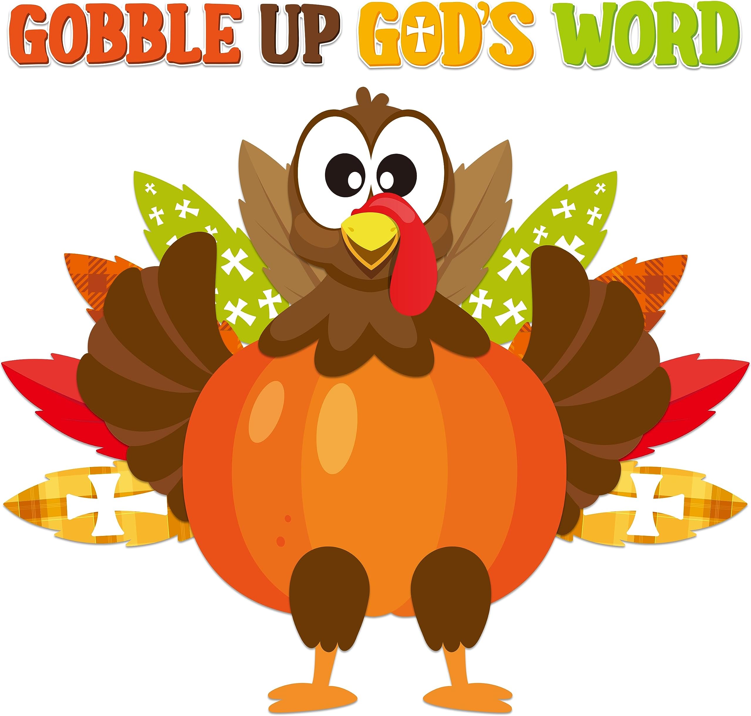 Amazon.com : 2 Sets Thanksgiving Gobble Up God’s Word Turkey Bulletin ...