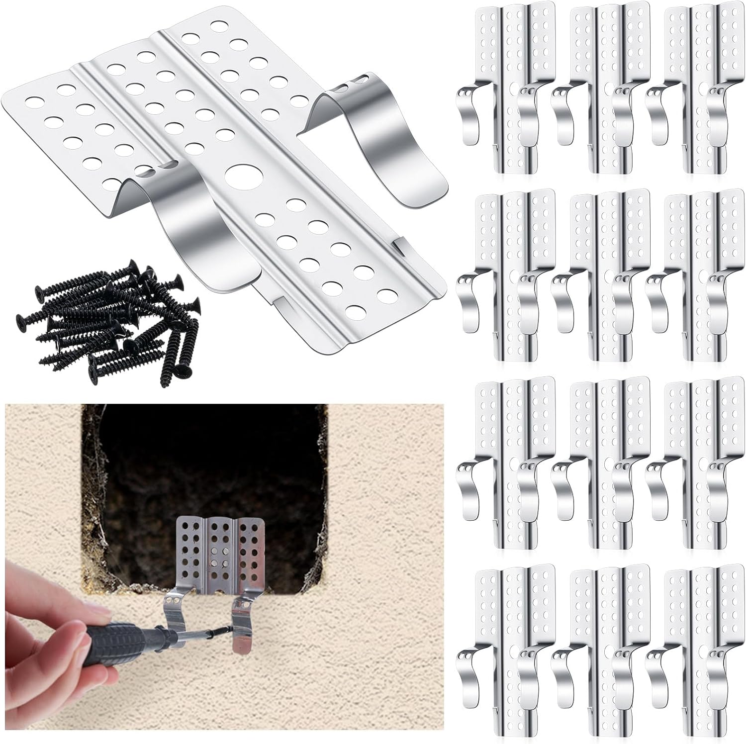 MorningRo 12 Pack 1/2" Drywall Repair Clips Patch Kits Including 12 ...