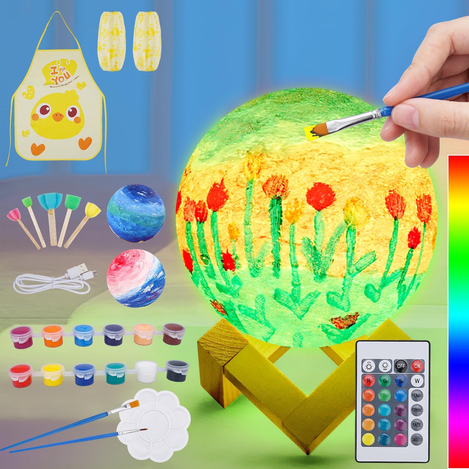 Amazon.com: 5.9-inch DIY 3D Moon Lamp Kits,16 Colors Remote Control USB ...