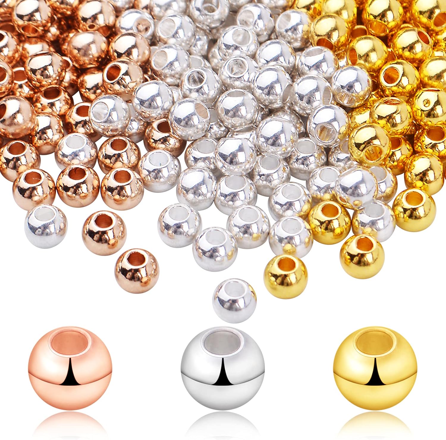 Amazon.com: 300pcs 4mm Smooth Round Spacer Beads Brass Ball Beads ...