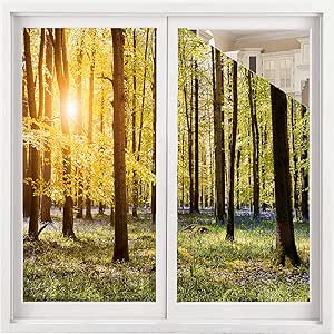 Amazon.com: Forest Window Film Self-Adhesive, Frosted Privacy Stained ...