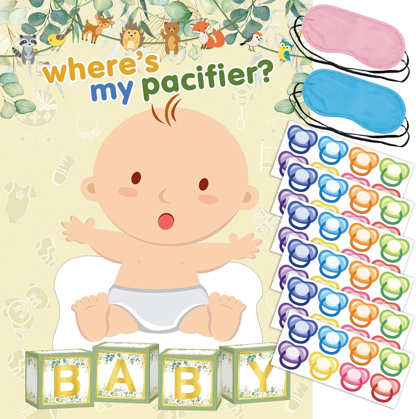 Amazon.com: Hooqict Pin The Pacifier On The Baby Game, Baby Pacifier ...