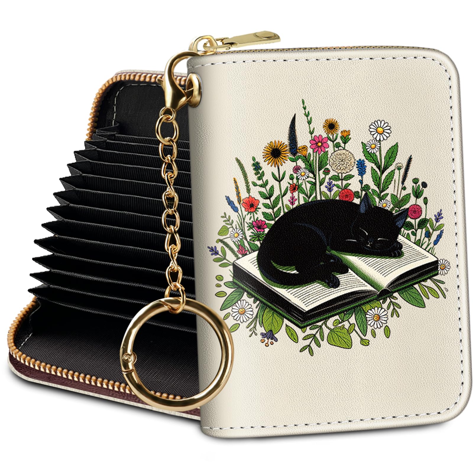 Amazon.com: Yonlevres Black Cat Credit Card Holder Small Wallets Woman ...