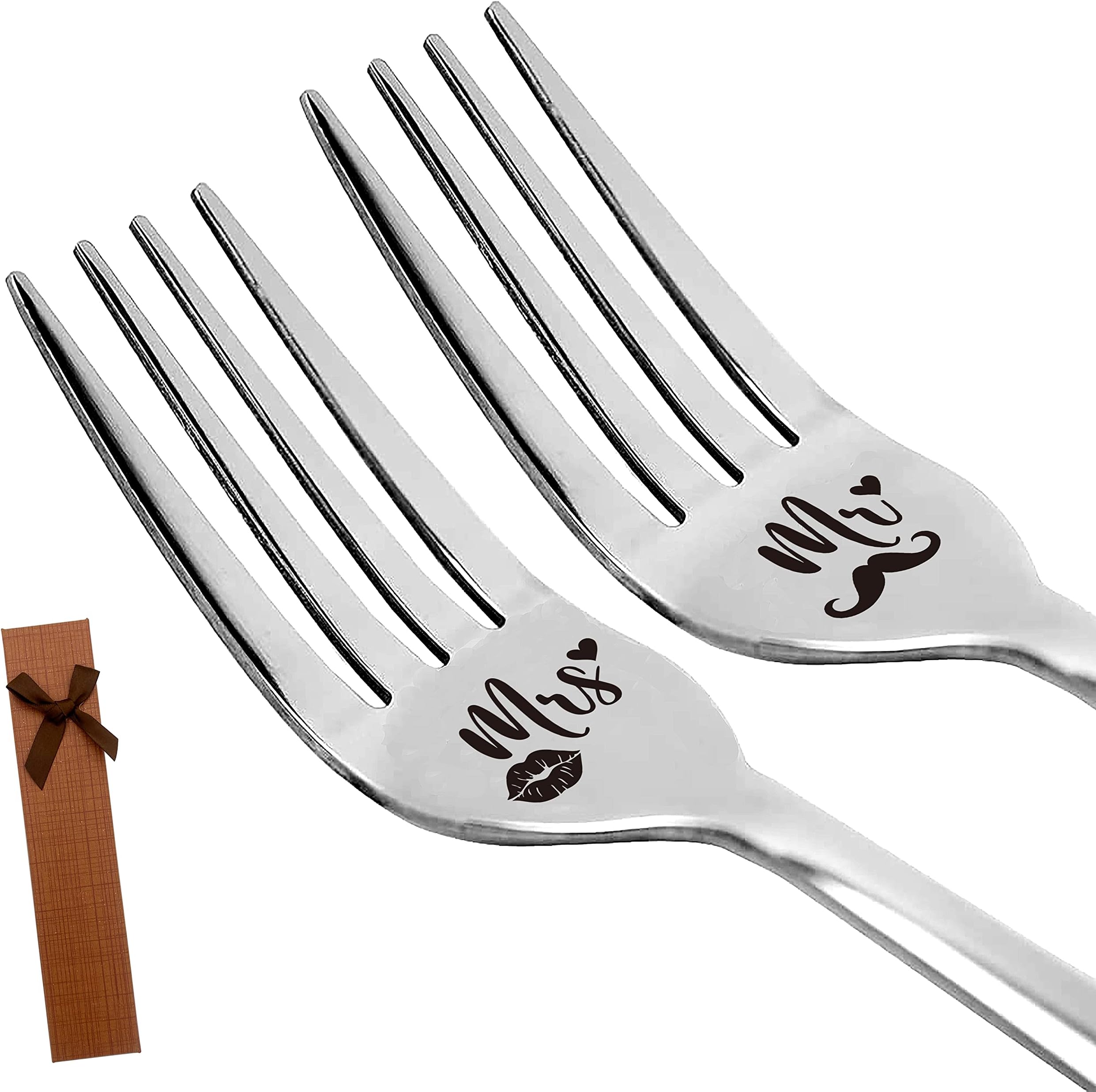 Amazon.com: LRUIOMVE 2 Pieces Mrs Mr Engraved Stainless Steel Dinner ...