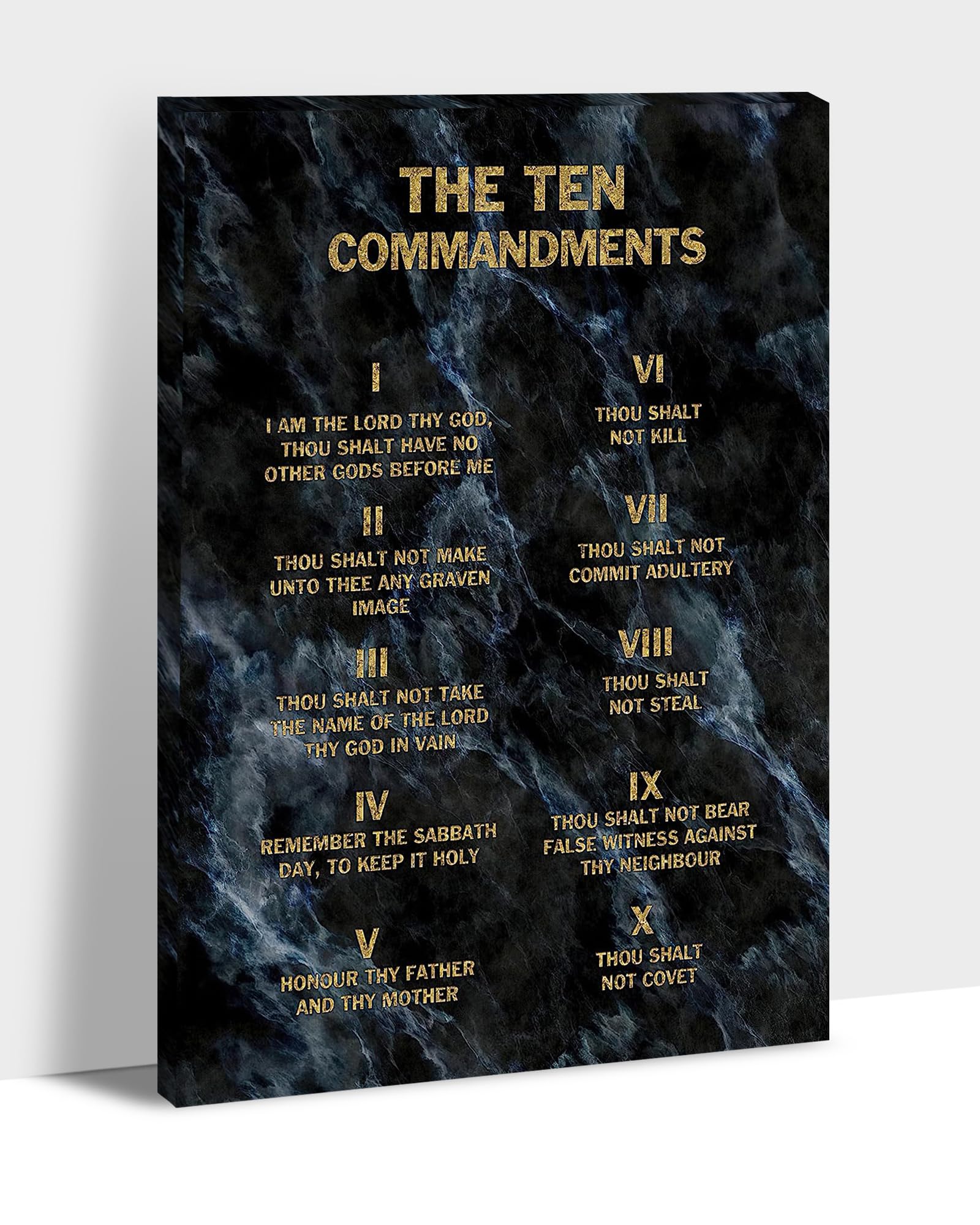 Amazon.com: The Ten Commandments Wall Art, Modern Black Texture Canvas ...