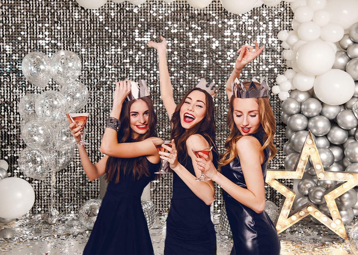 Glitter Background With AIIKES Silver Flash Wall Background Silver