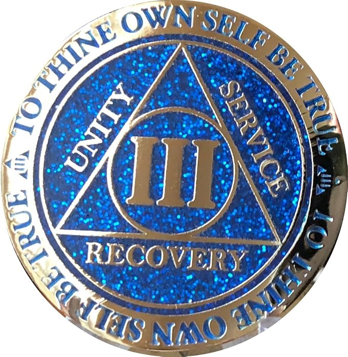 Amazon.com: RecoveryChip 3 Year AA Medallion Reflex Blue Glitter Gold ...