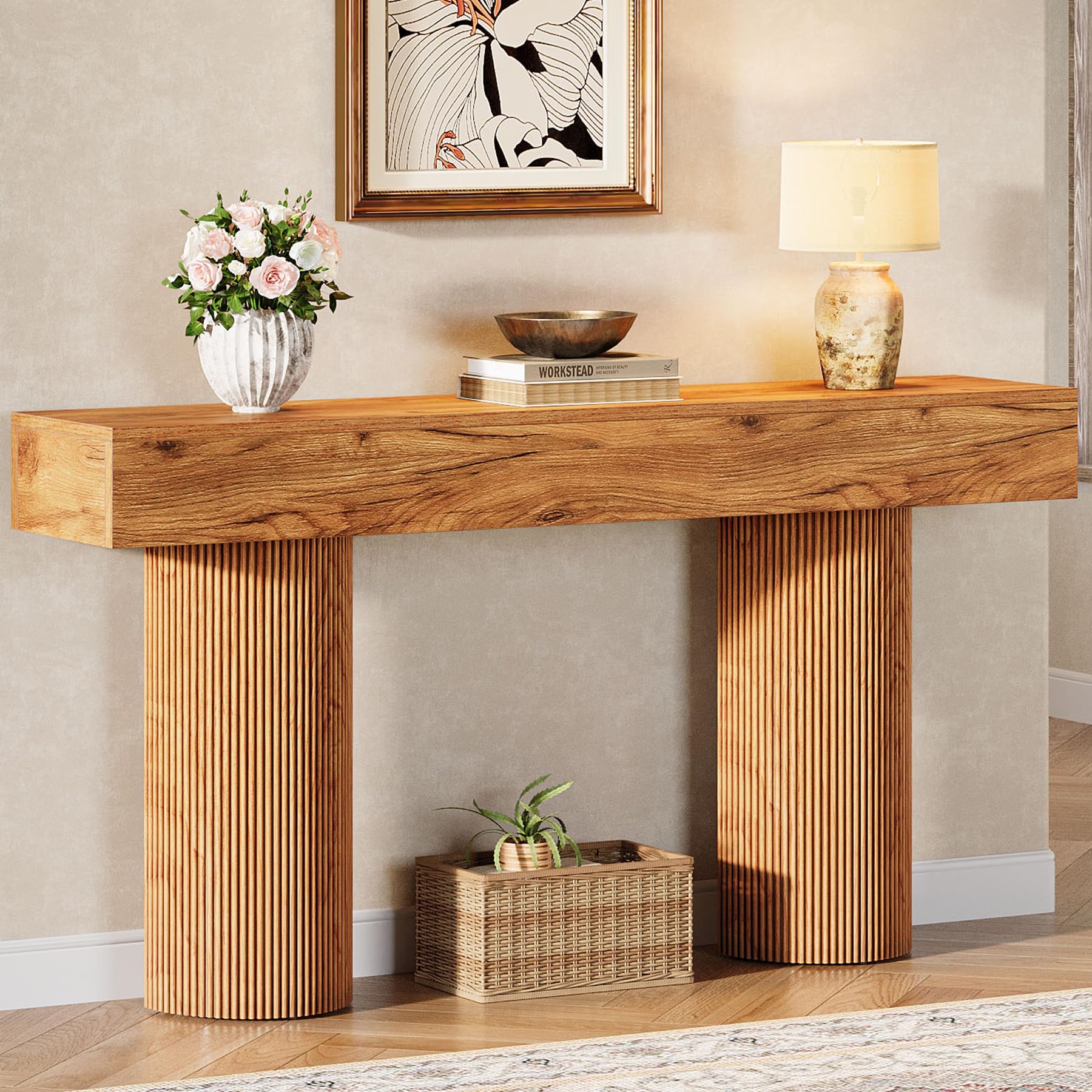 Amazon.com: Tribesigns Farmhouse Console Table, 63-Inch Long Wooden ...