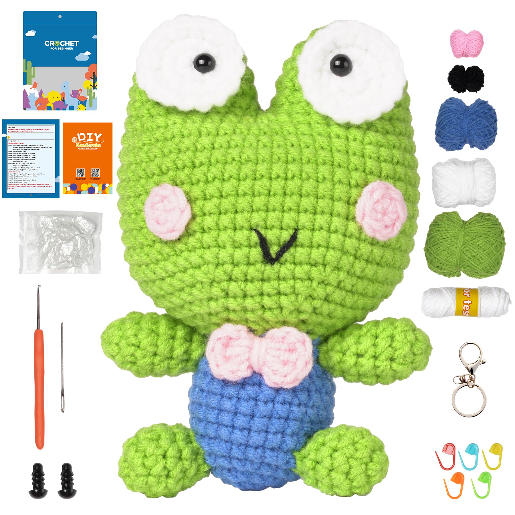 Tongcloud Frog Crochet Kit for Beginners Knitting Kit for Adult Kids ...