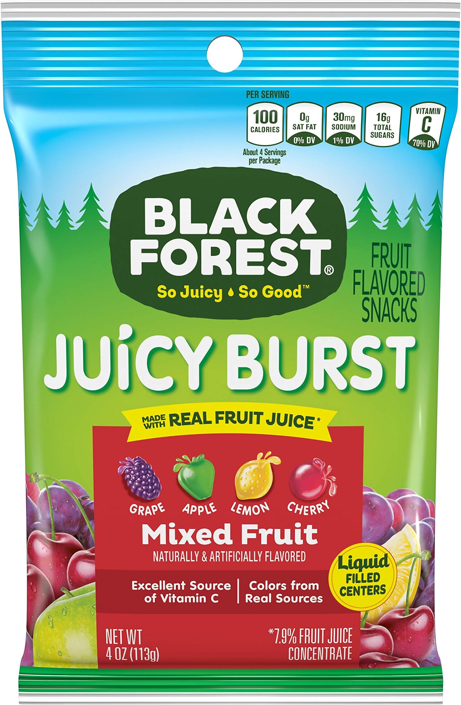 Amazon.com : Black Forest Juicy Burst Fruit Snacks, Mixed Fruit Flavors ...