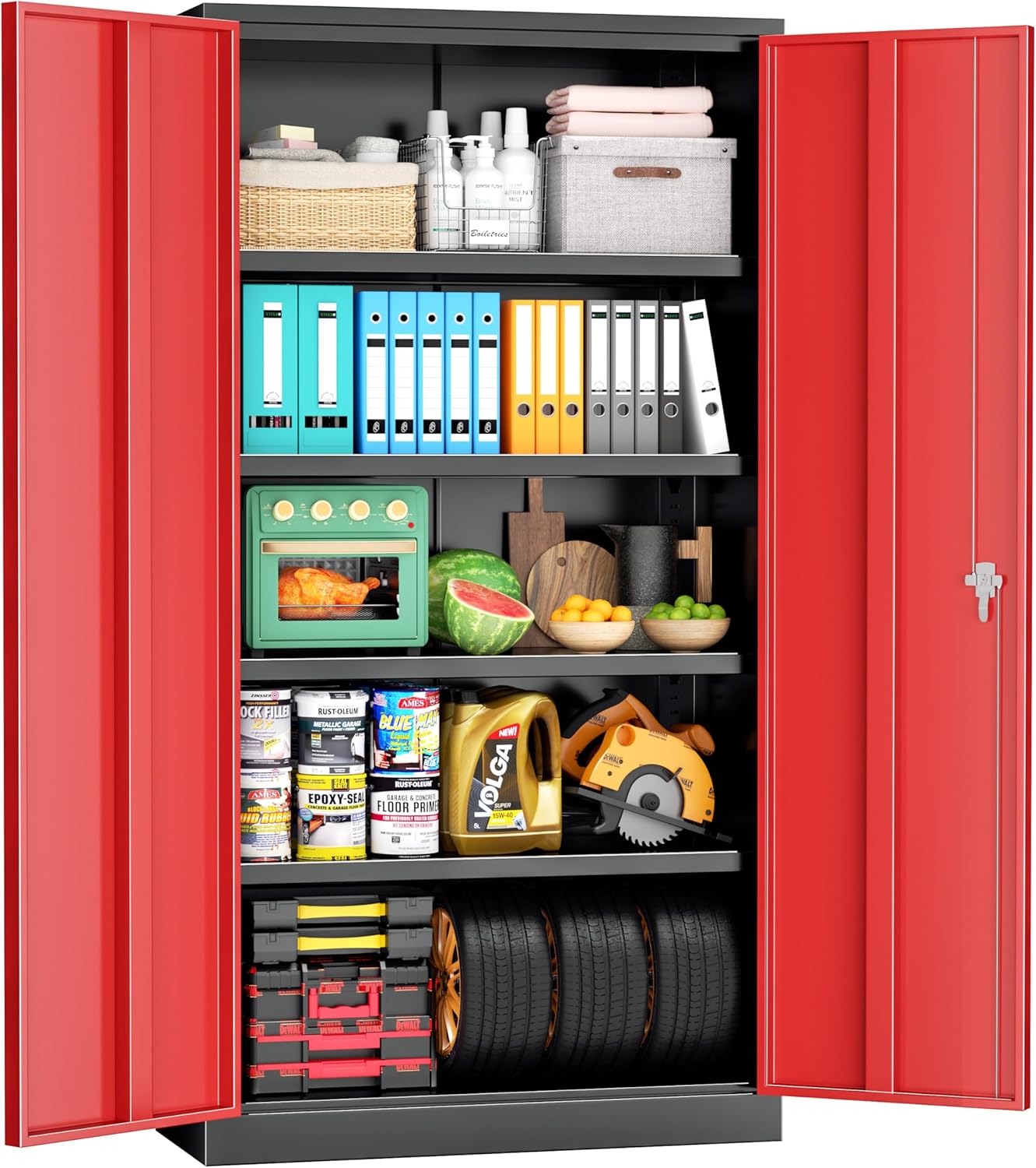 Amazon.com: INTERGREAT Metal Storage Cabinet with Lock, 72" H Garage ...