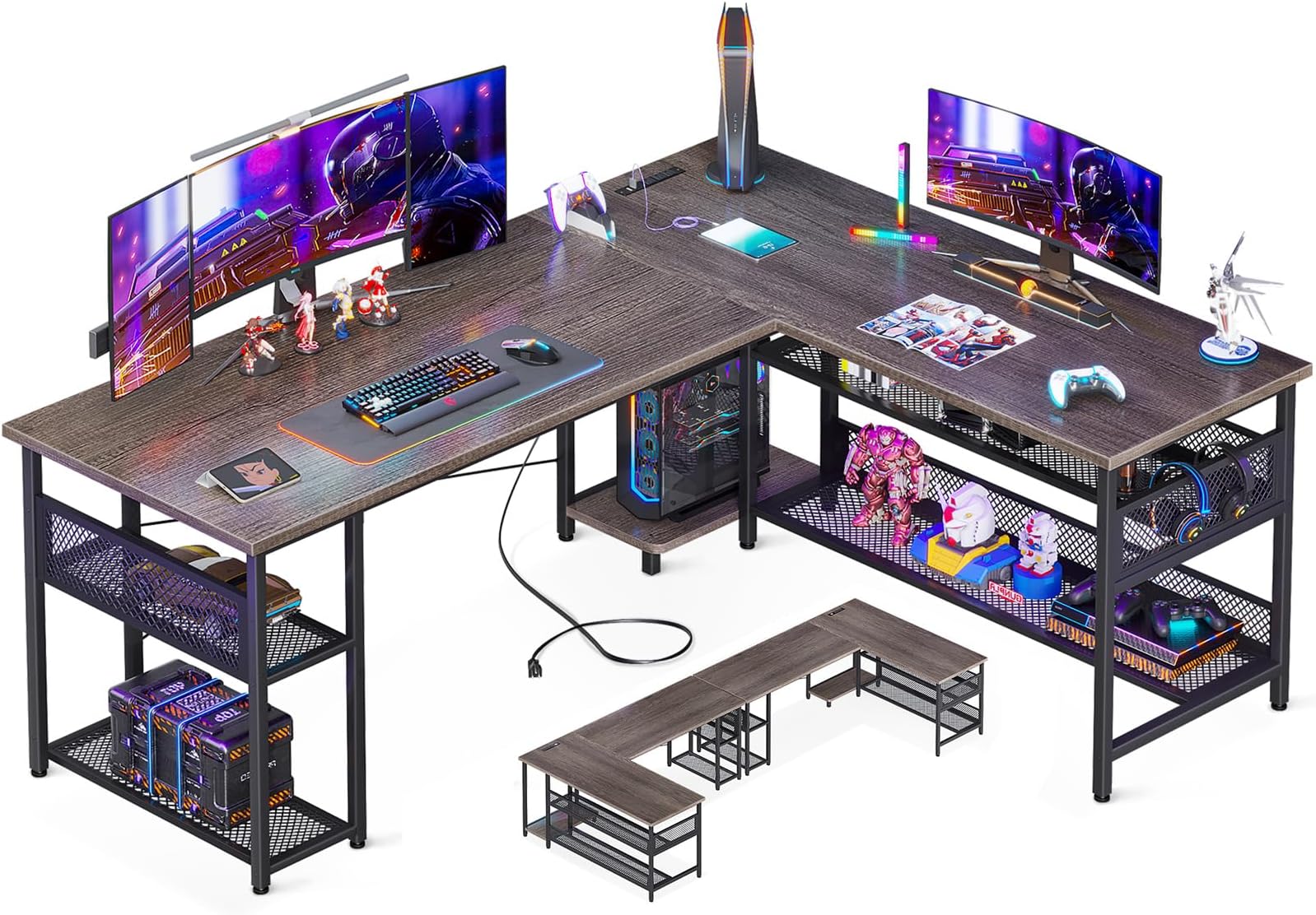 Amazon.com: ODK L Shaped Gaming Desk, 53'' Corner Computer Desk with ...