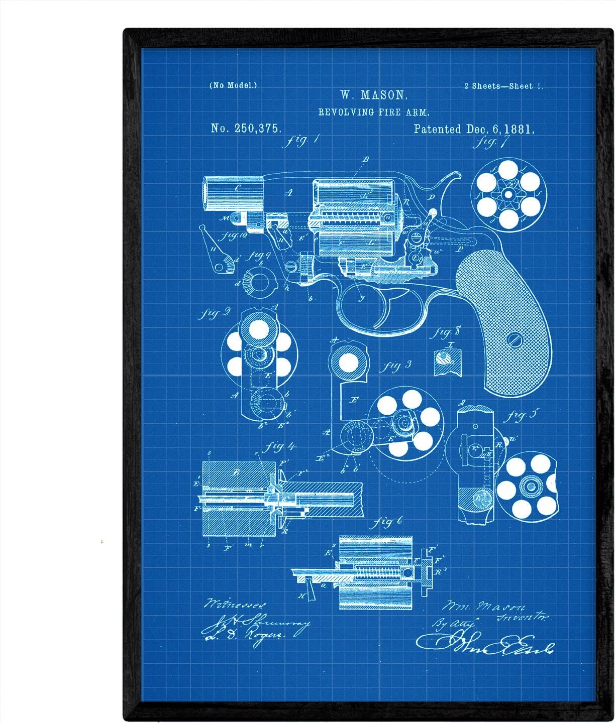 Poster Nacnic patent Revolver. Sheet with old design patent A3 size ...